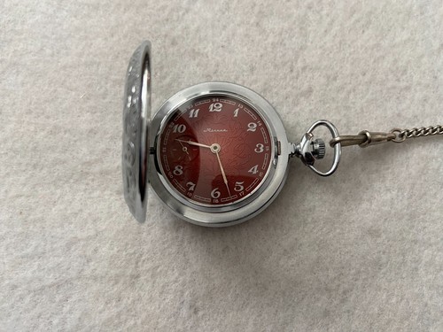 Vintage Russian Mechanical Wind Up Pocket Watch with an Embossed Red ...
