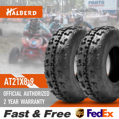 Set 2 Halberd 21x8-9 ATV Tires 4Ply 21x8x9 21 8 9 All Terrain GNCC ...