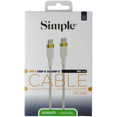 S. Simple (10-Ft) USB-C to USB-C Tough-Knit Braided Cable - White/Gold ...