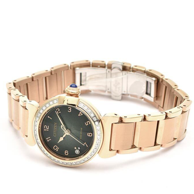 CITIZEN L ROUND Collection EM1123-62X Eco-Drive Solar Watch Gold Green ...