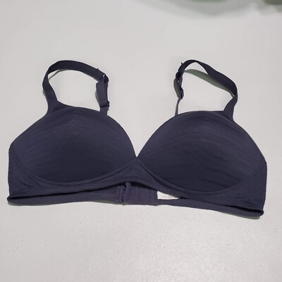Warner's Women Bra 38C Blue Striped Jacquard Wireless Lift Adjustable ...