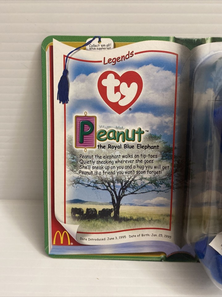 Peanut The Royal Blue Elephant Beanie Baby Ty Vintage 1995 McDonald’s ...