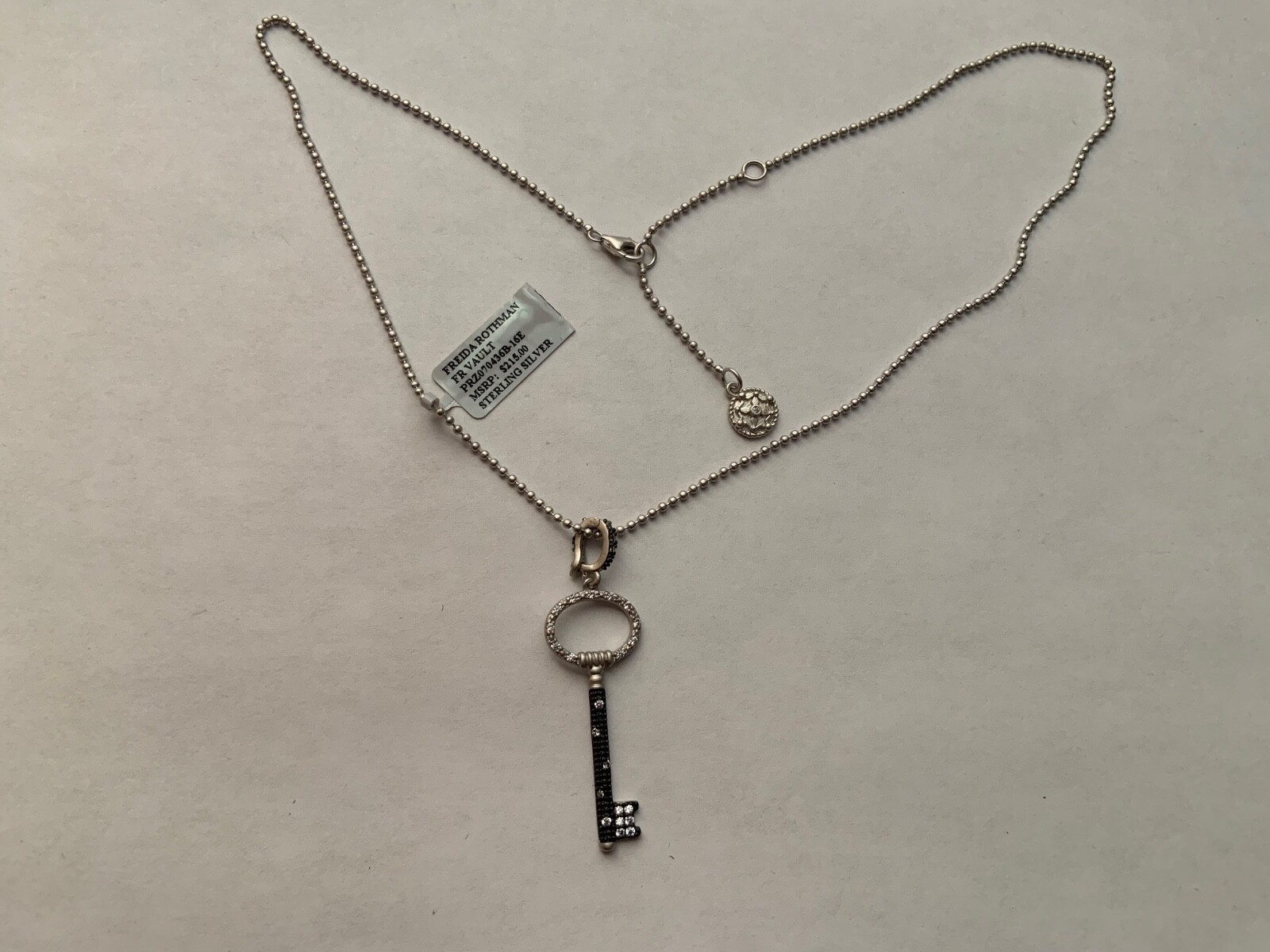 FREIDA ROTHMAN Sterling Silver CZ Key Pendant 18" Necklace,NWT | eBay