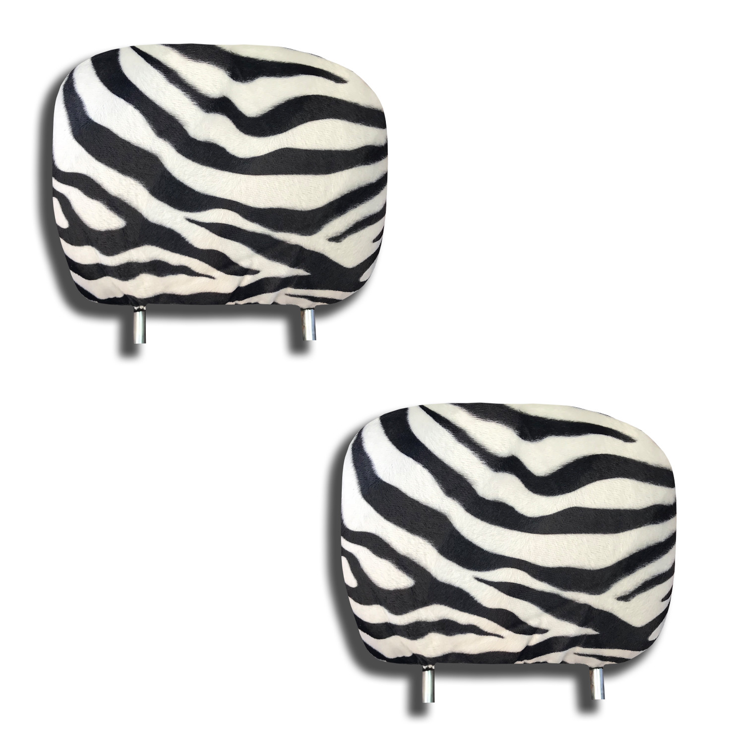 Zebra Print Headrest Covers Black & White Pair 12" x 9" Universal | eBay