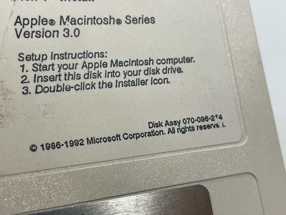 Vintage 1992 Microsoft Works for Apple Macintosh 3.5" Floppy Disk ...