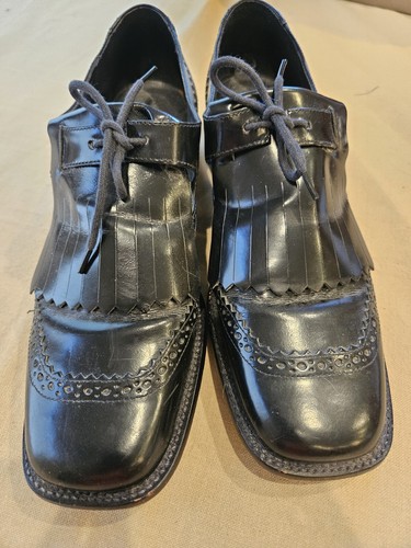 Womens black leather Kenneth Cole oxford wingtip kiltie 9 FREE SHIPPING ...