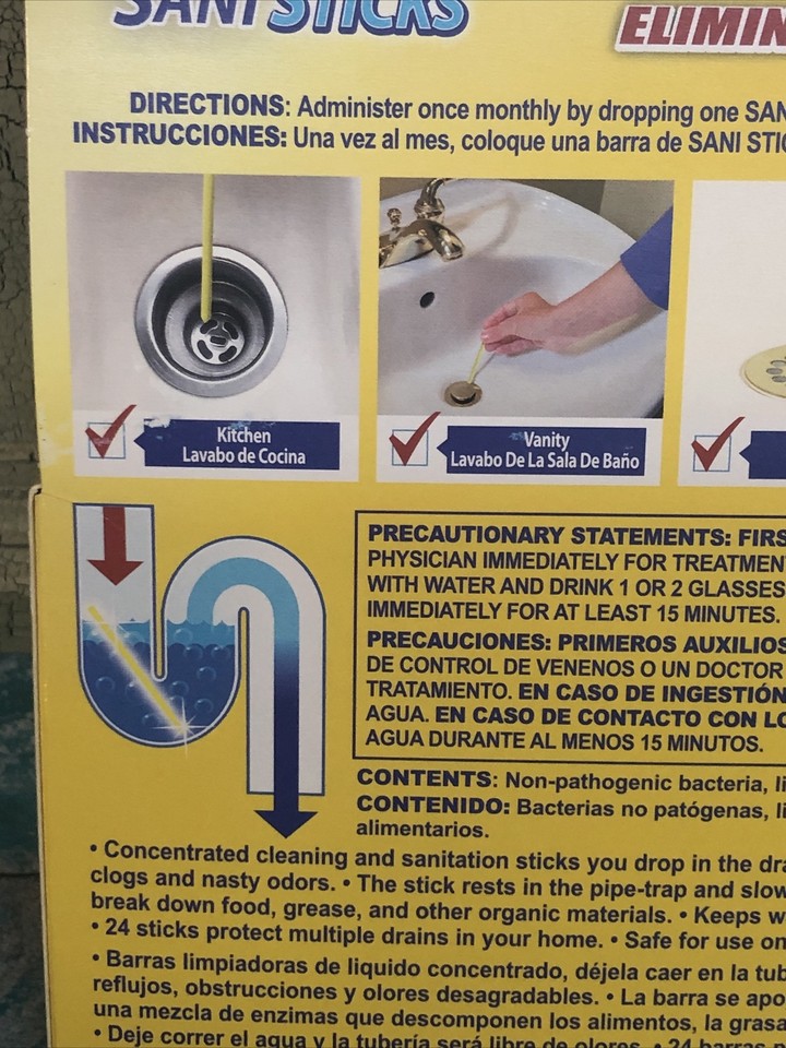 Box Of 24 Sani 360 Clears All Drains Pipes Sinks Bathtub ODOR ...