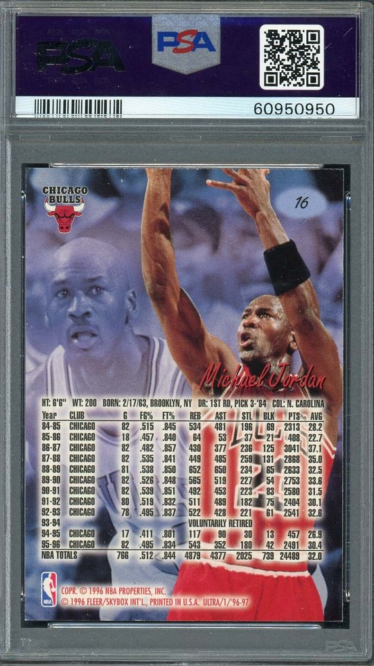 Michael Jordan 1996 Fleer Ultra Basketball Card #16 Graded PSA 8 | eBay