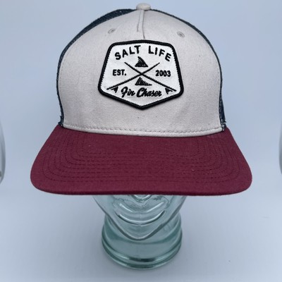 Salt Life Hat Cap Snap Back Fin Chaser Trucker Logo Outdoors Fishing ...