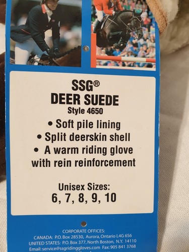 Ssg Riding Gloves Unisex Sz 6 Style 4650 With Tag Deerskin Shell for ...