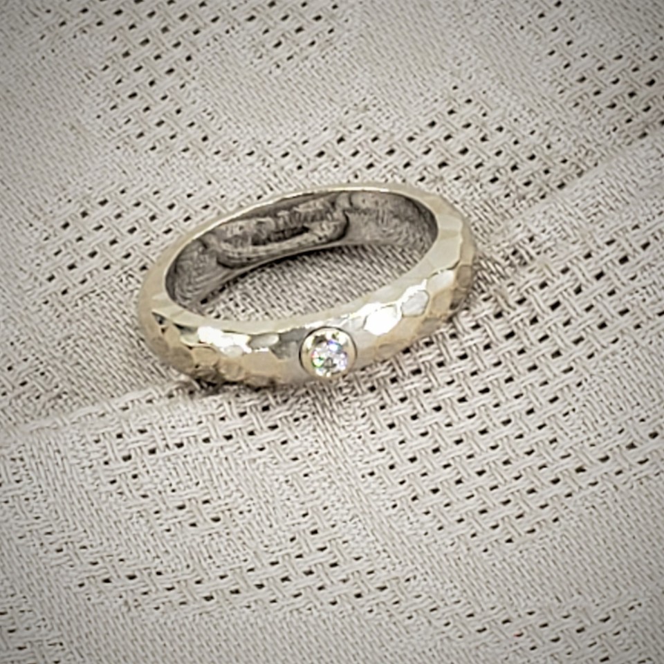 Tiffany & Co. Paloma Picasso 18K White Gold 750 Italy Diamond Ring Hammered 7.25 | eBay