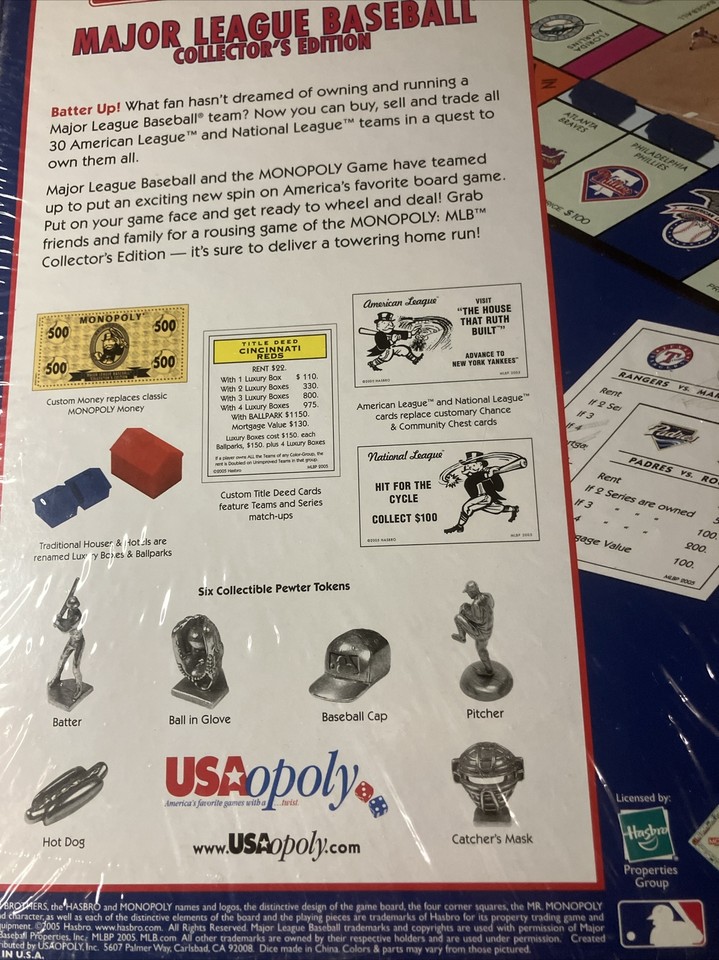 Monopoly: Major League Baseball Collector's Edition USAopoly 2005 - NEW ...