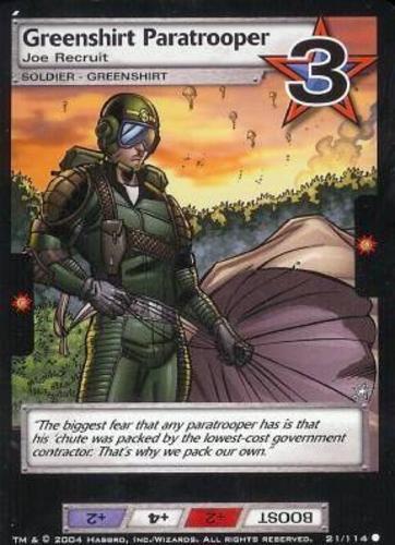 GI Joe TCG: Greenshirt Paratrooper, Joe Recruit [Played] from set GI ...