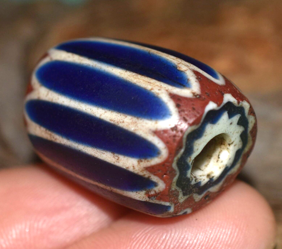 Antique Venetian Six Layer Chevron Italian Drawn Cane Glass Bead ...