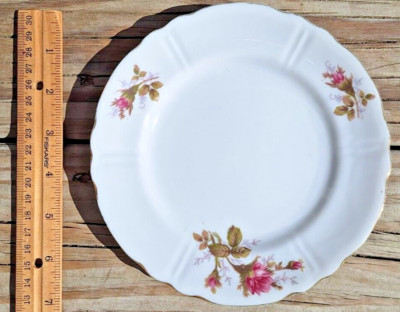 Vintage Red Rose China Scalloped Edge Snack Plate Saucer White 7" | eBay