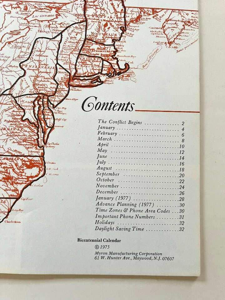 1976 Bicentennial History Calendar Book by Myron Manufacturers | eBay
