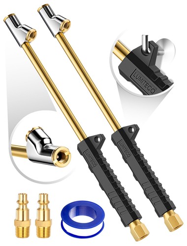 2 Pack 12" Extended Reach Dual Head Air Chuck, 2-Way Connection 1/4 ...
