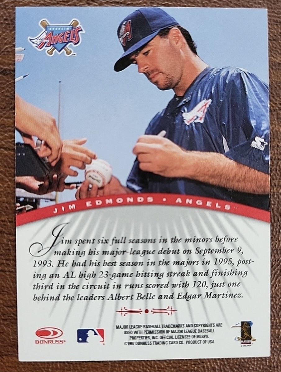 JIM EDMONDS 1997 DONRUSS SIGNATURE SERIES ANGELS AUTO AUTOGRAPH SIGNED ...
