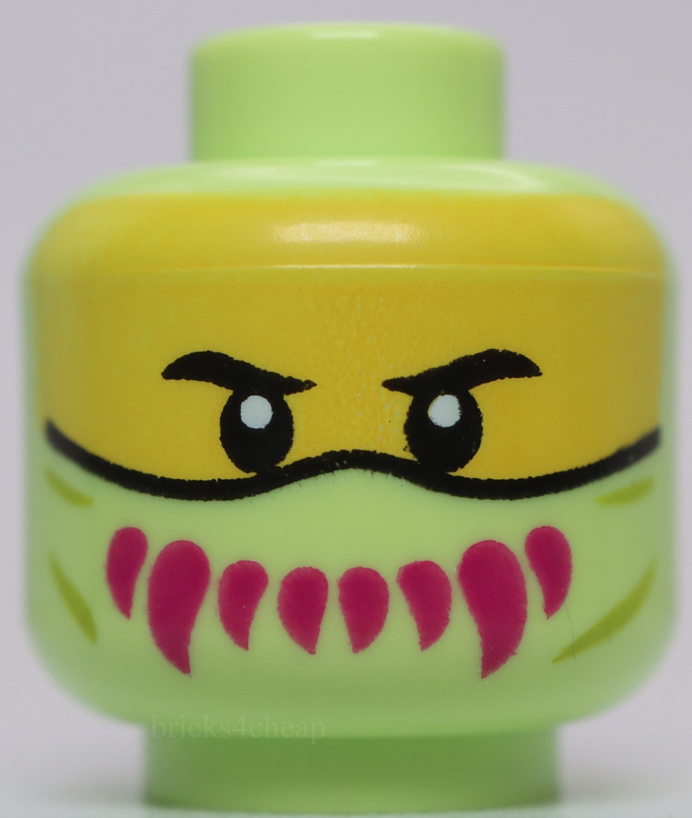 Lego Yellowish Green Minifig Head Balaclava Black brows Magenta Sharp ...