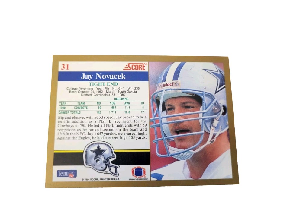 1991 Score #31 Jay Novacek Dallas Cowboys NFL Football Card (Y | eBay