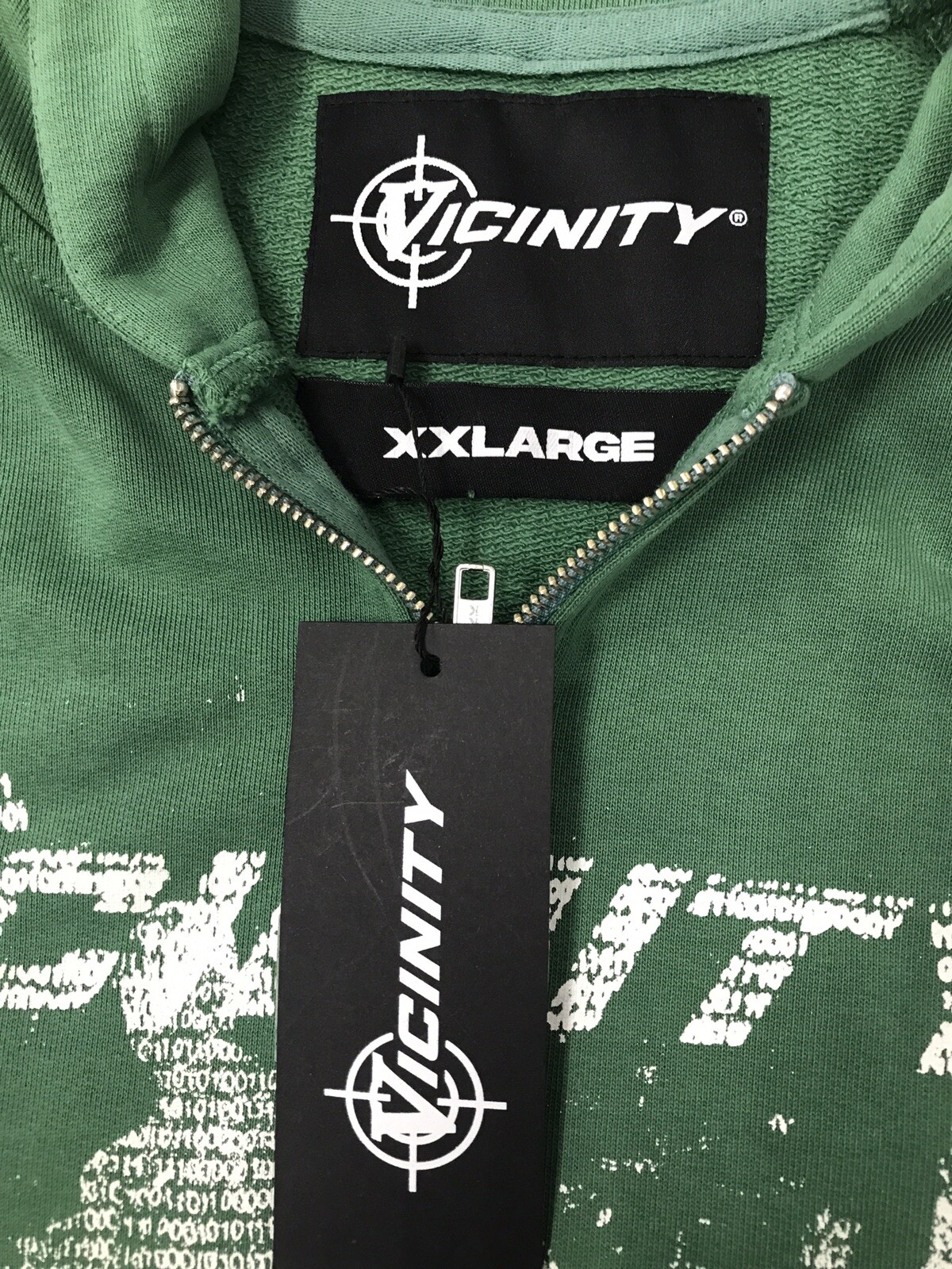 VICINITY $84 Binary Zip Hoodie Green/White Size XXLarge New With Tags ...