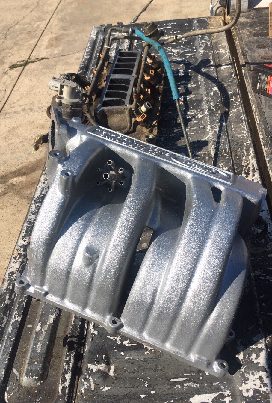 87-96 Ford F150 Bronco 5.0L 302 V8 EFI Upper AND Lower Intake Manifold ...