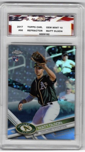 2017 Topps Chrome Refractor #98 Matt Olson Rookie Card AGC 10 Gem Mint ...
