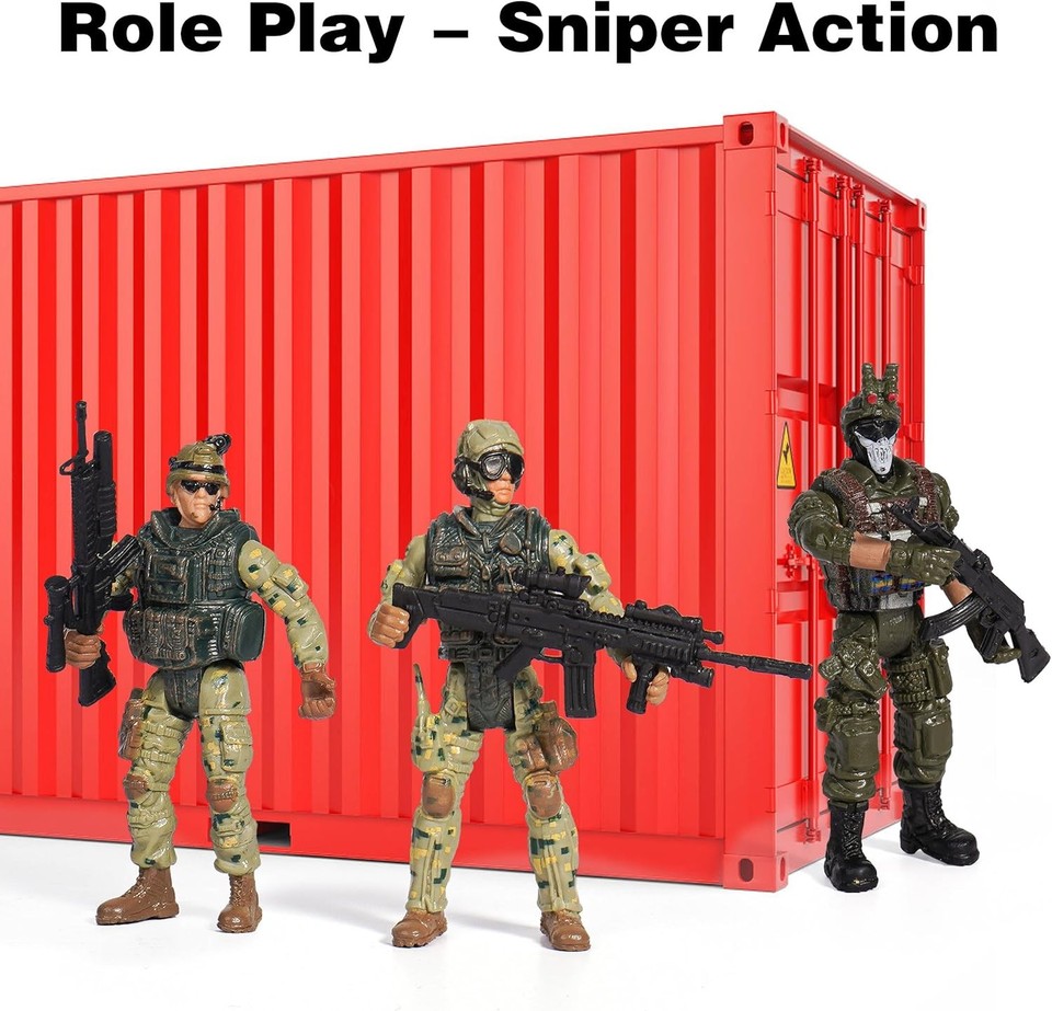 Military Toys with 12 Realistic Army Men Action Figures and Weapon Gear ...