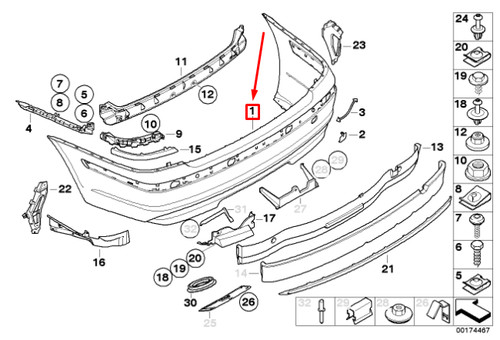 OEM BMW 7 E65 Rear Bumper Primed Trim Panel 51127142214 Genuine for ...