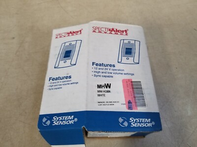 System Sensor MHW SpectrAlert Mini Horn, Wall Mount, 12/24V, White ...