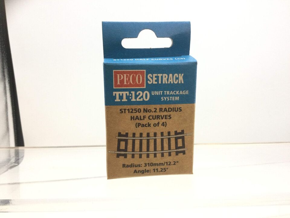 Peco ST1250 TT:120 Gauge Code 55 No.2 Radius Half Curve Track (Pack of ...