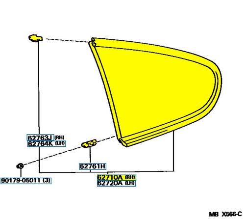 TOYOTA GENUINE OEM 62710-14280 WINDOW ASSY, QUARTER, RH 6271014280 | eBay