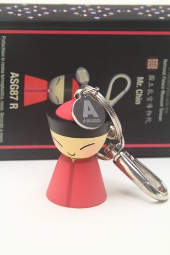 NEW Alessi Key-ring "Mr. Chin" ASG87 R, Red, in thermoplastic resin ...