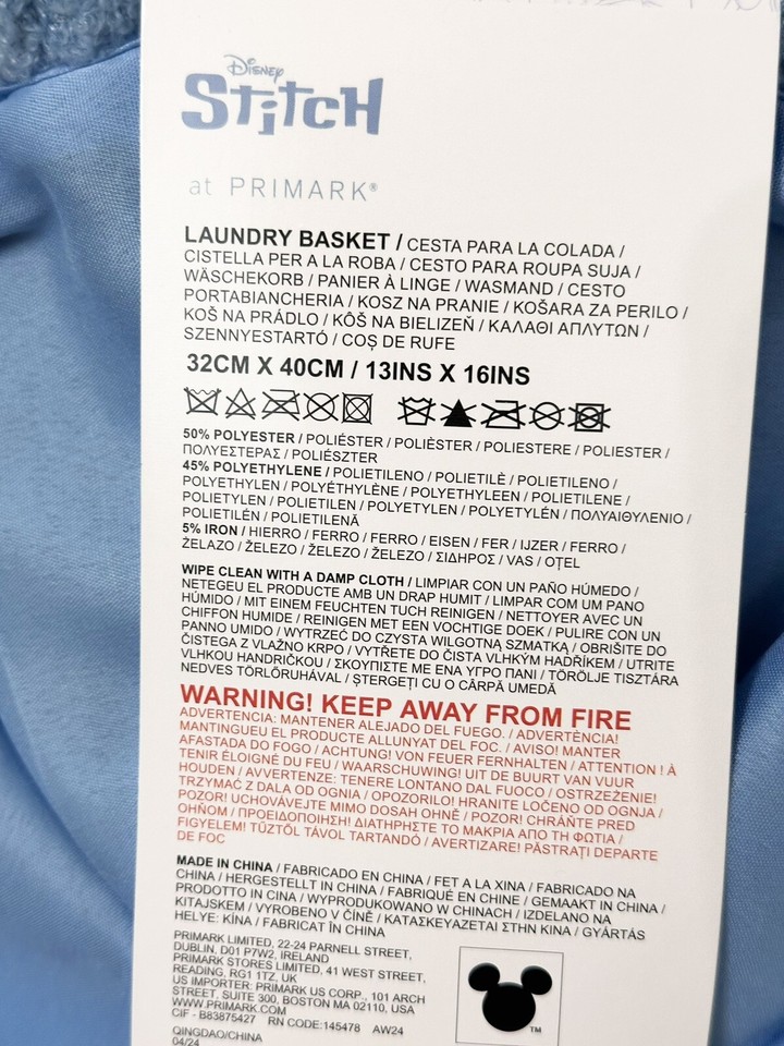 Disney Lilo & Stitch Collapsible Laundry Basket with Handles *Primark ...