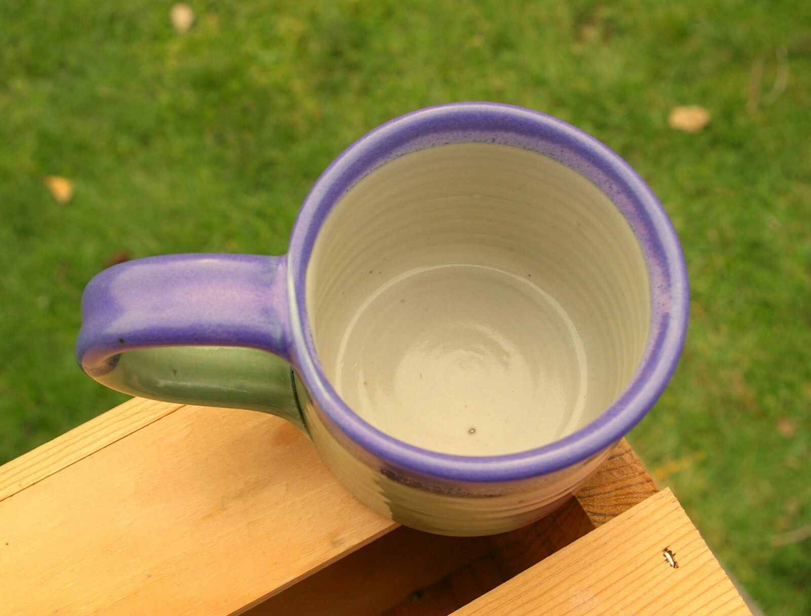 Hand Spun Purple Dipped Pottery Coffee Mug 2 1/4" Tall Signed by Artist ...