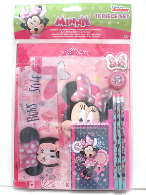 Disney Minnie Mouse 11 Piece Stationery Set Notebook Ruler Pencil ...