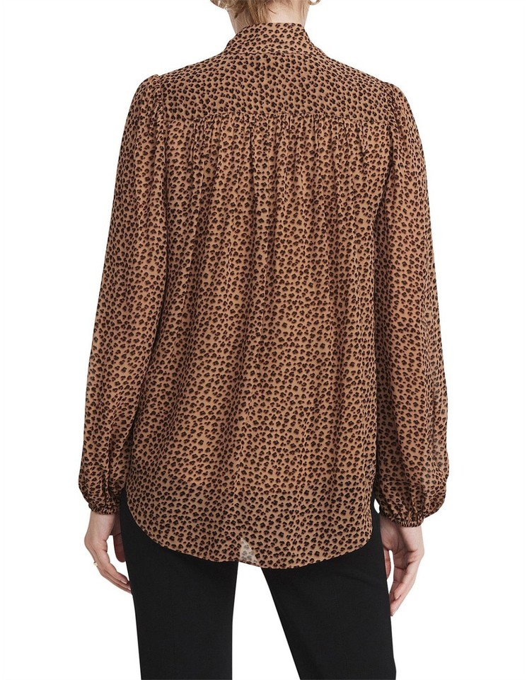 Witchery Womens Leopard/Animal print Long Sleeve Sheer Button Up Blouse ...