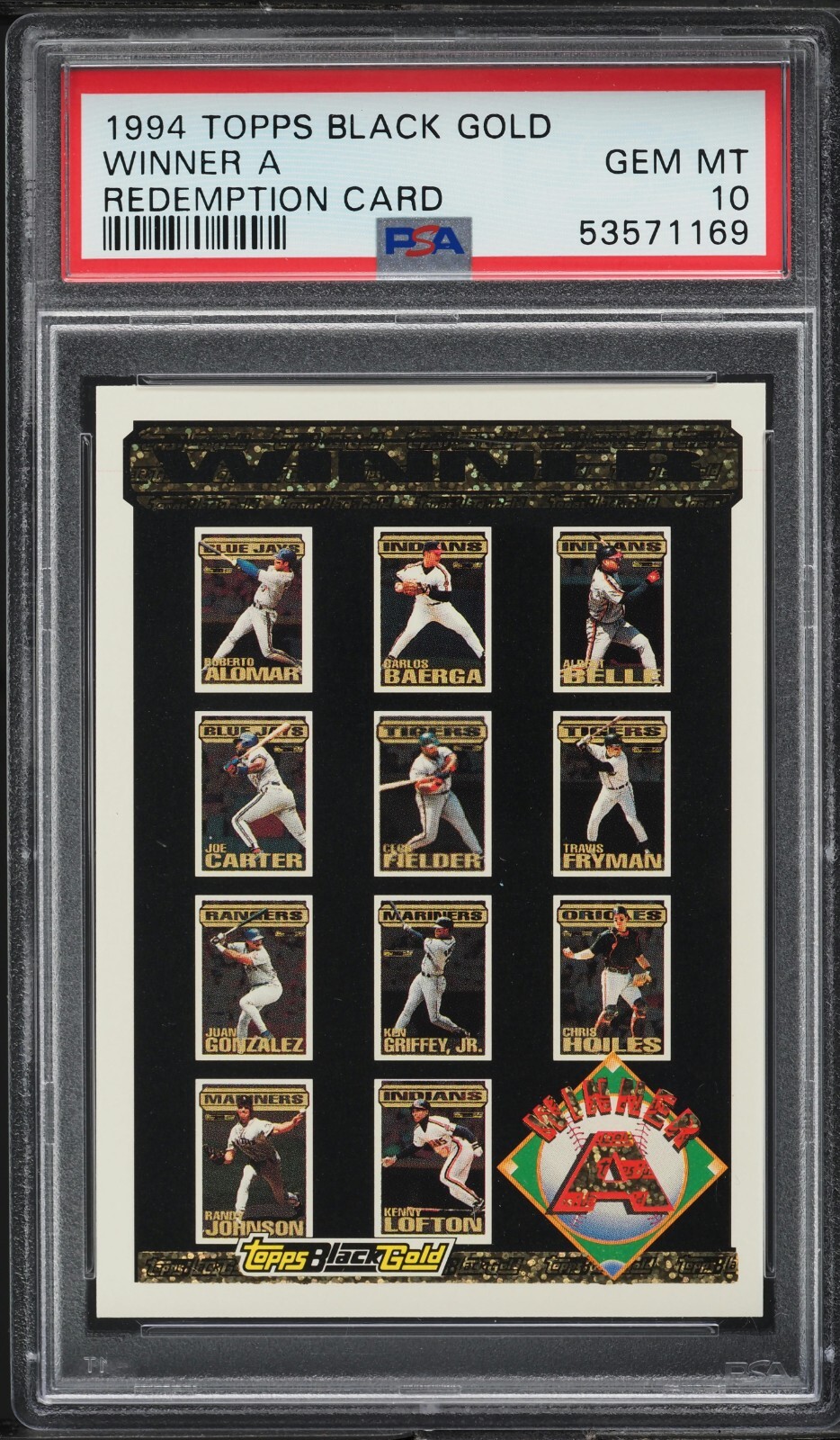 1994 TOPPS BLACK GOLD REDEMPTION CARD A KEN GRIFFEY JR PSA 10 GEM MINT ...