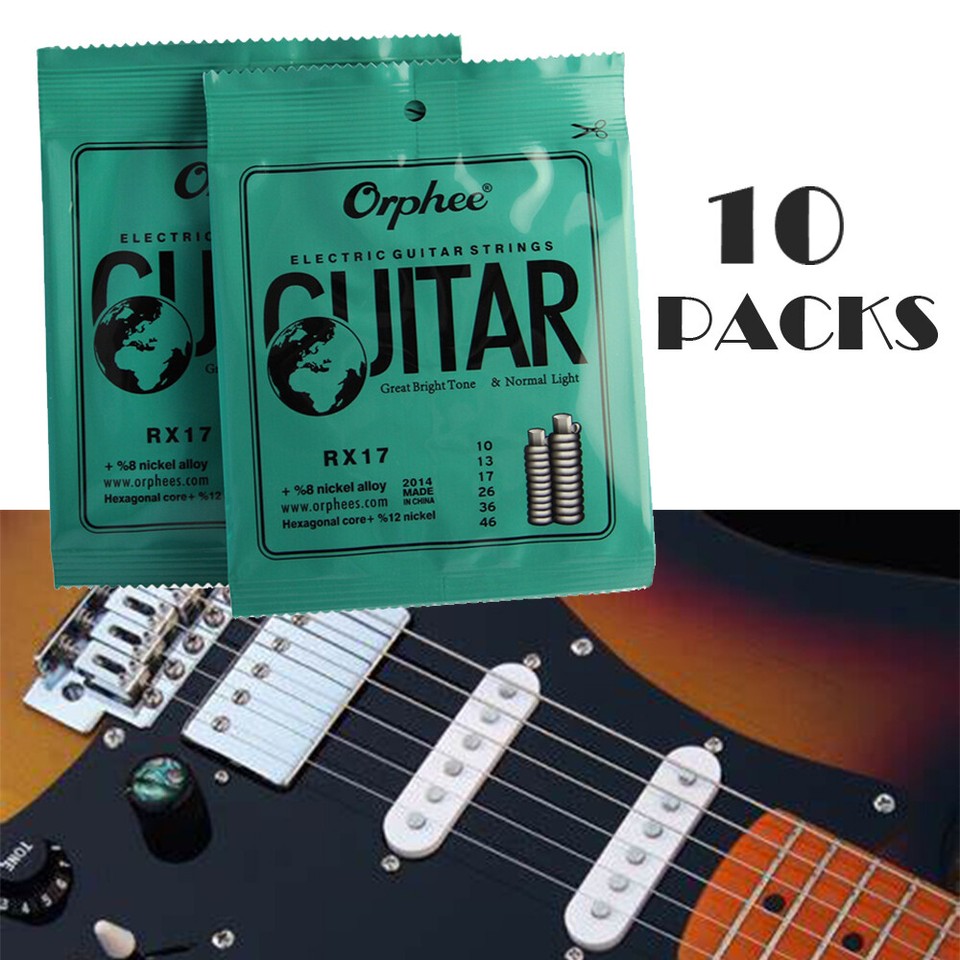 10 PACKS Orphee RX17 Electric Guitar Strings (.010-.046) High-Carbon ...