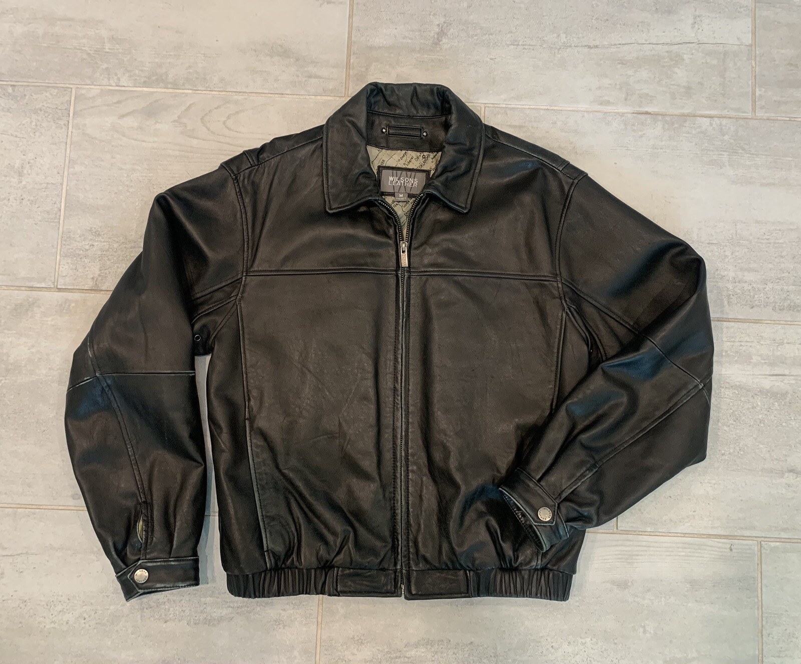Wilsons Leather Jacket Bomber Motorcycle Size Medium - Gem