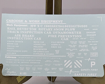 Rail Graphics H103 Caboose & Work Equipment numbers data decals white ...