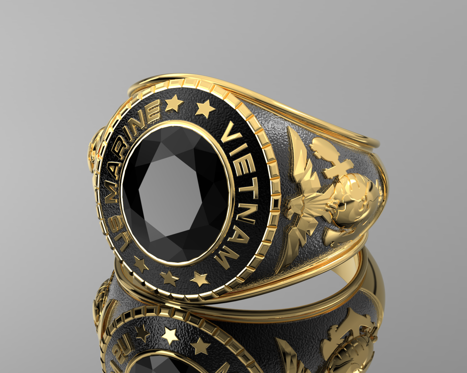 Vietnam Men's 10k Yellow or White Gold US Marine Corps Military Ring | eBay