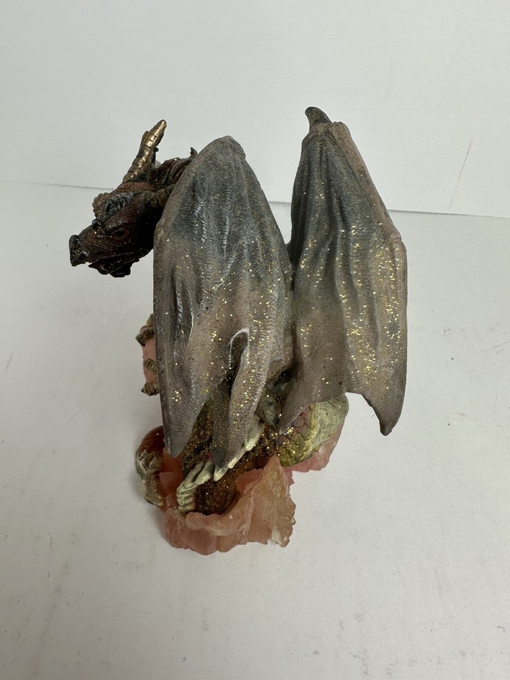 Fantasy Figurine Gold Glitter Dragon Resin Statue Sci Fi Collectible ...