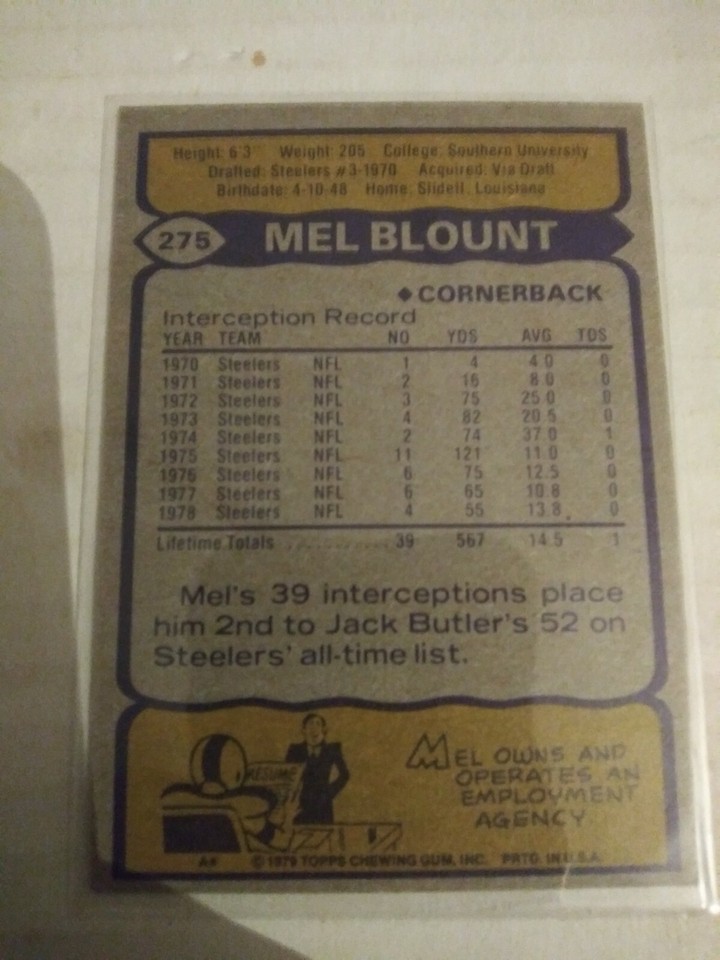 1979 Topps football Mel Blount card #275 in ex condition | eBay