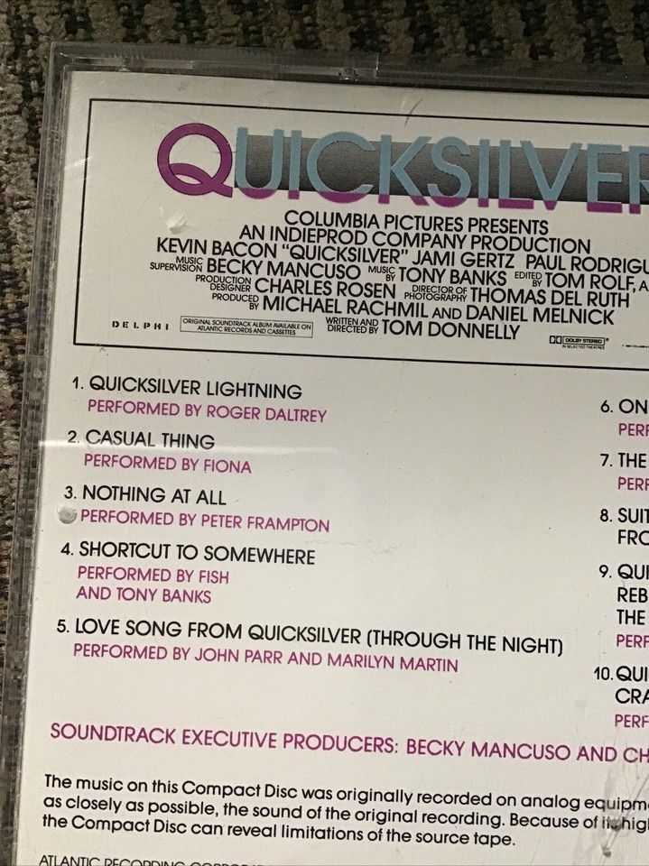 QUICKSILVER 1986 CD SOUNDTRACK OOP ATLANTIC PRINT 10TRX JAPAN PRINT ...