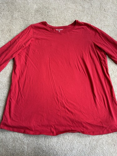 Woman Within Red Pullover Shirt Women’s 3/4 Sleeve Plus Curvy Top 1X ...