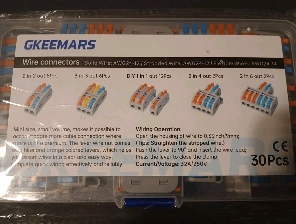 GKEEMARS 30Pcs Mini Electrical Wire Connectors, DIY 2/2,3/3,1/1,2/4,2/6 ...