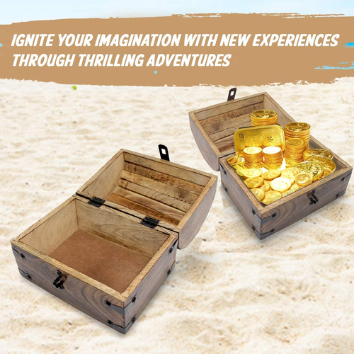 Pirate Treasure Chest with Iron Lock and Skeleton Key - Storage ...