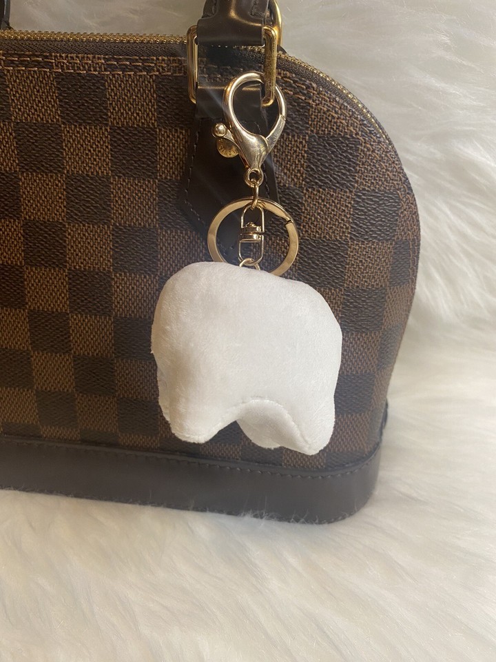 Tooth Pompom Bag Charm Keychain Car Key Fob Plush Novelty Dental ...