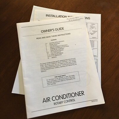 Frigidaire Room Air Conditioner Owner's Guide Instruction User's Manual ...
